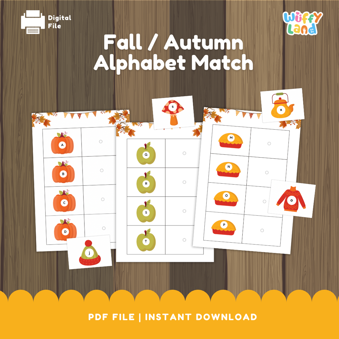 Autumn Letter Recognition Alphabet Match Game Fall Kindergarten Litera ...