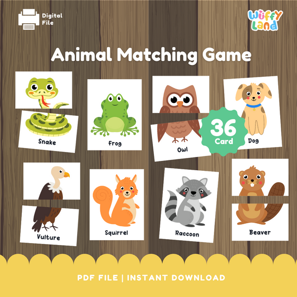 Animal Matching Game – Learn Animal Names & Shadows – wuffyplayandlearn