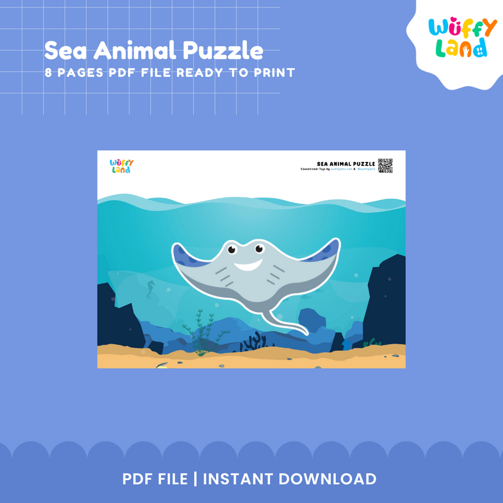 Sea Animal Puzzle – Ocean Theme Cut and Paste Activity – wuffyplayandlearn