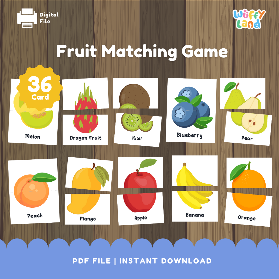 Fruit Matching Game – Printable Learning Cards for Kids – wuffyplayandlearn