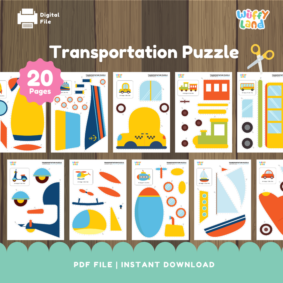 Transportation Puzzle – Printable Vehicle Matching Activity ...