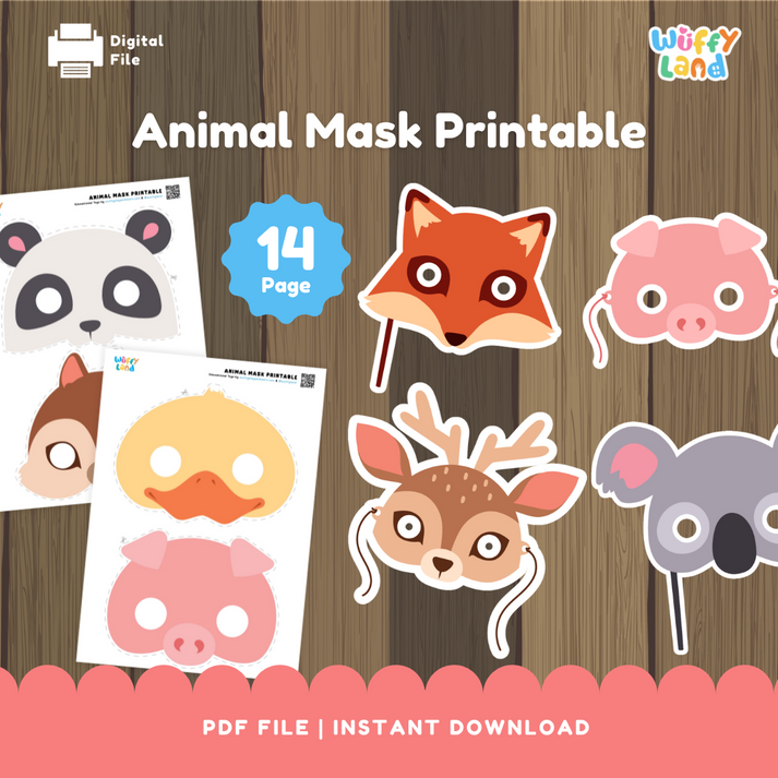 Animal Face Masks – Printable Party Masks for Kids – wuffyplayandlearn