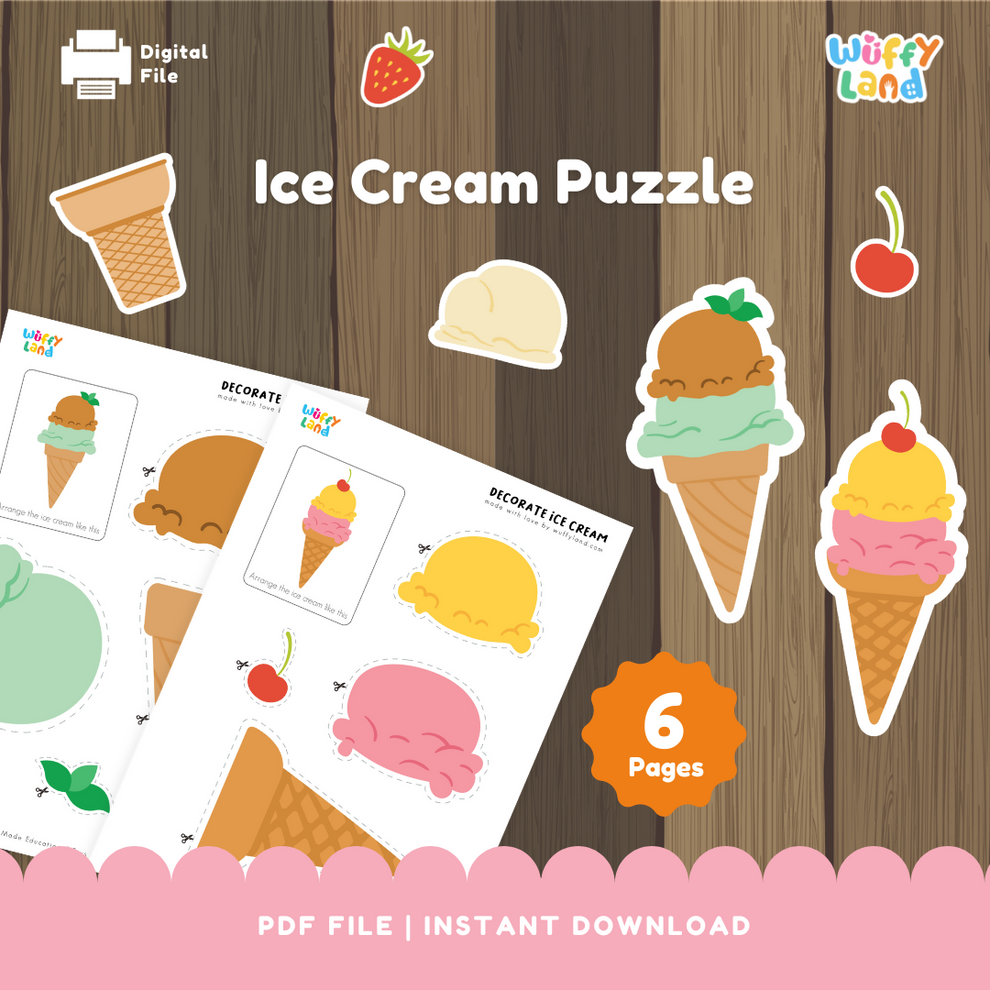Ice Cream Puzzle Printable – Fun Matching Game for Kids – wuffyplayandlearn