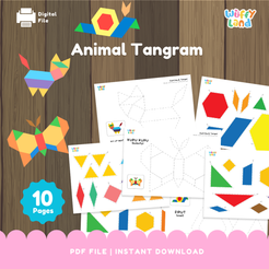 Animal Tangram Puzzle – Shape Building Printable – wuffyplayandlearn