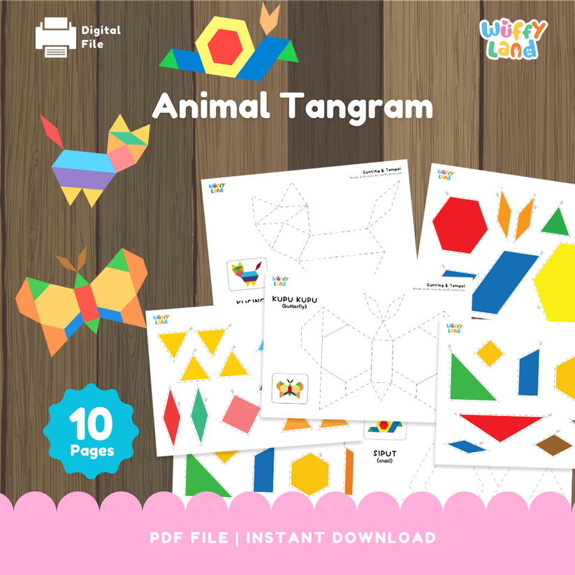 Animal Tangram Puzzle – Shape Building Printable – wuffyplayandlearn