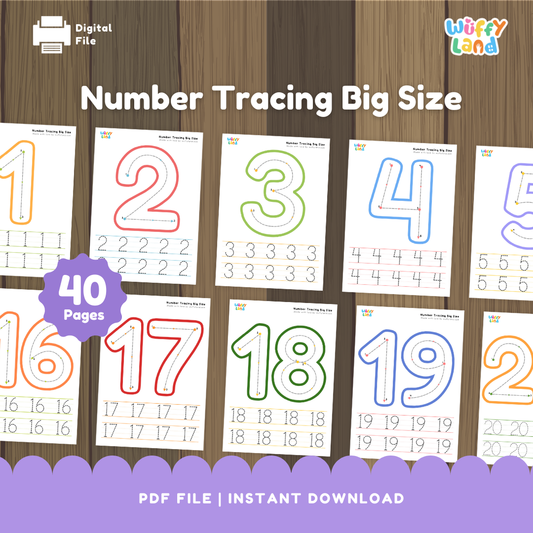 Big Number Tracing Worksheets – Learn to Write 1–20 – wuffyplayandlearn