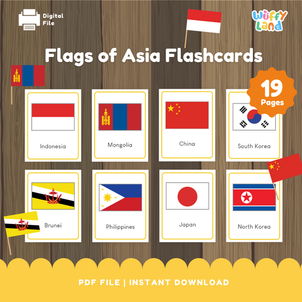 Flags of Asia Flashcards – 47 Printable Cards for Geography Learning ...