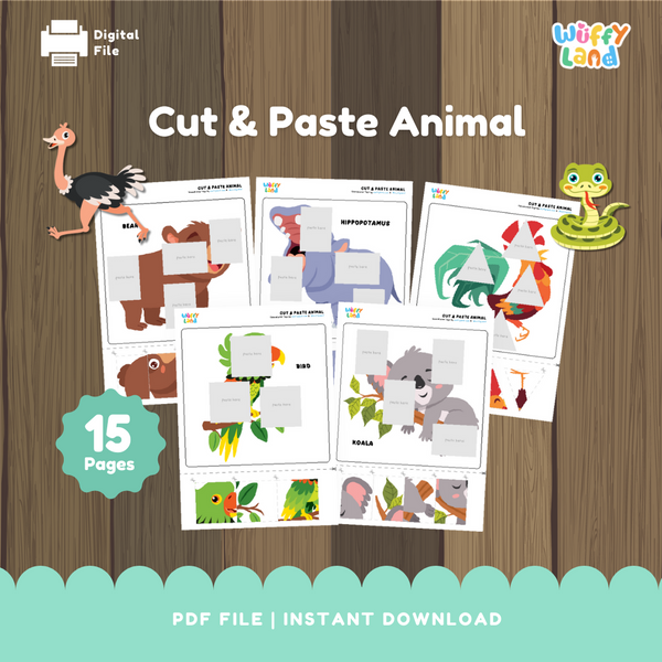 Cut and Paste Animals – DIY Animal Craft for Toddlers – wuffyplayandlearn