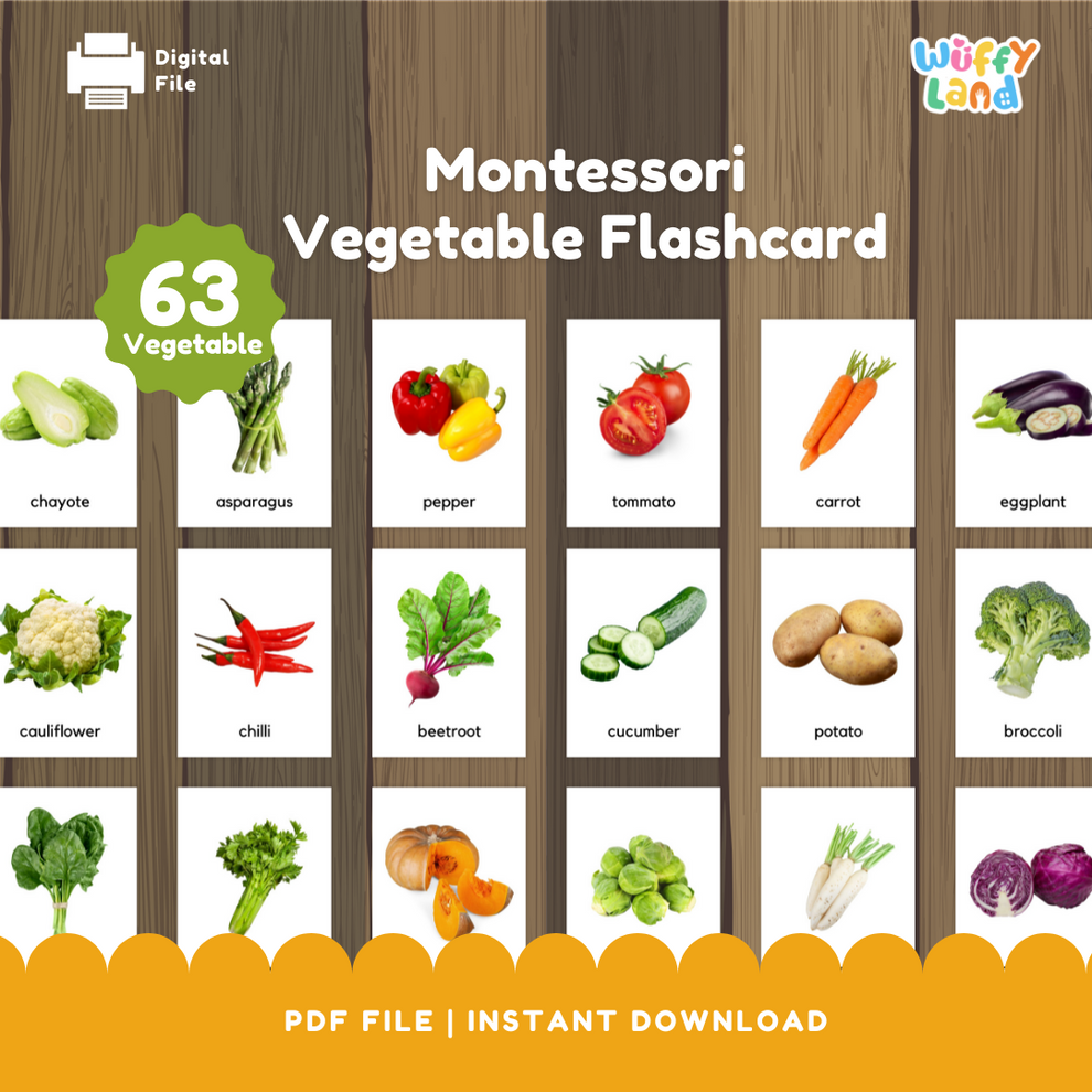 Montessori Vegetable Flashcards – Realistic Cards – wuffyplayandlearn
