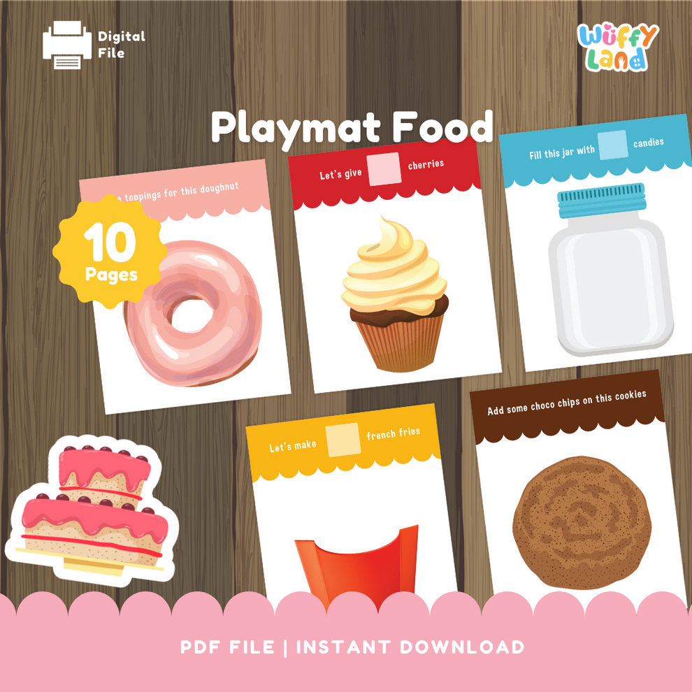 Food Playdough Mat Printable, Play Dough Activity Mats, Playmat Food ...