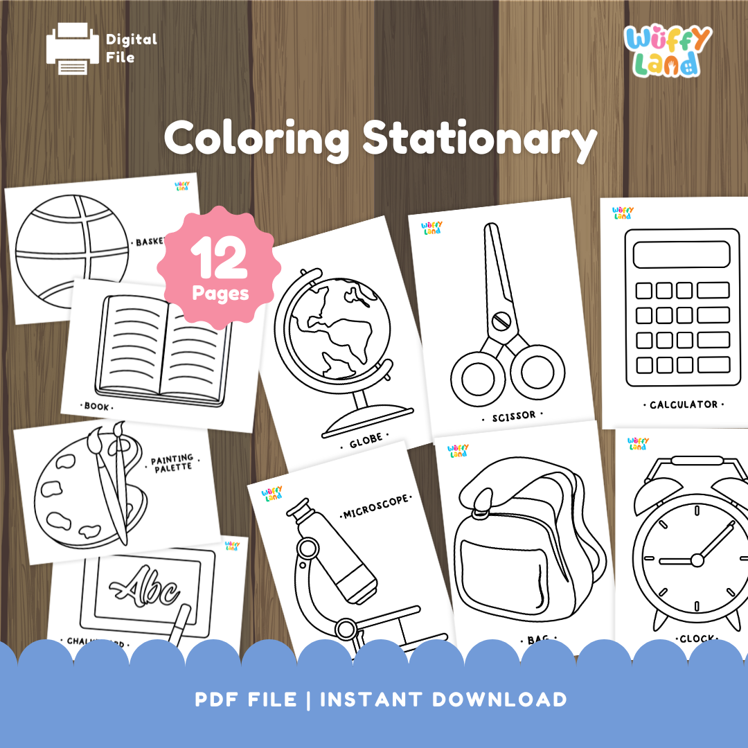 Stationery Coloring Pages – Printable School Supplies Theme ...