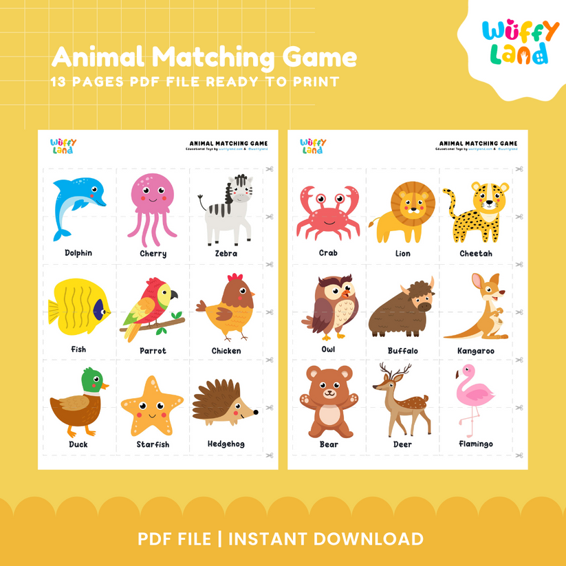 Animal Matching Game – Learn Animal Names & Shadows – wuffyplayandlearn