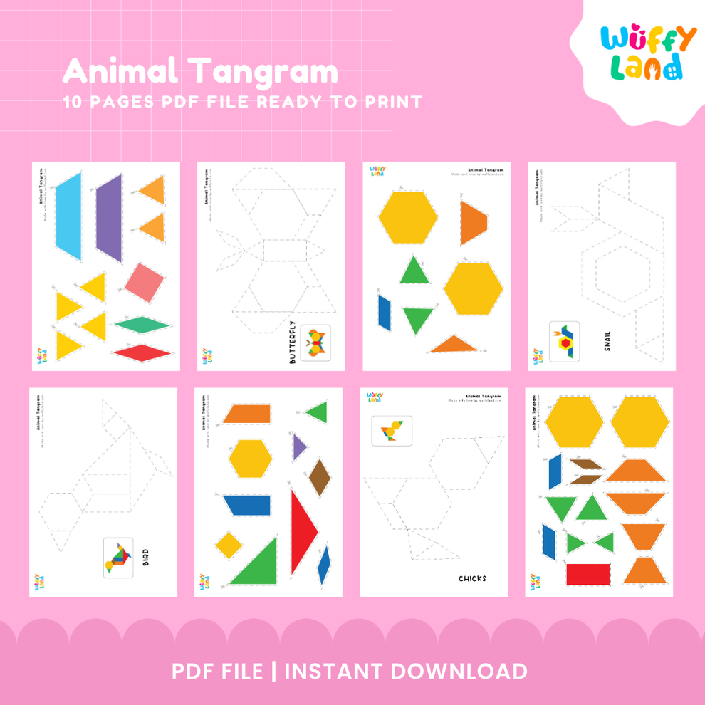 Animal Tangram Puzzle – Shape Building Printable – wuffyplayandlearn