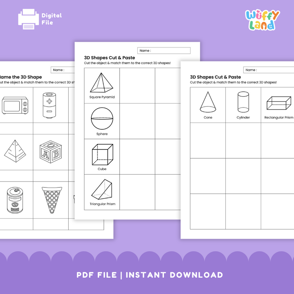3D Shape Attributes Worksheets – 3D Object Characteristics Activities ...