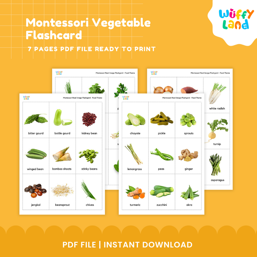 Montessori Vegetable Flashcards – Realistic Cards – wuffyplayandlearn