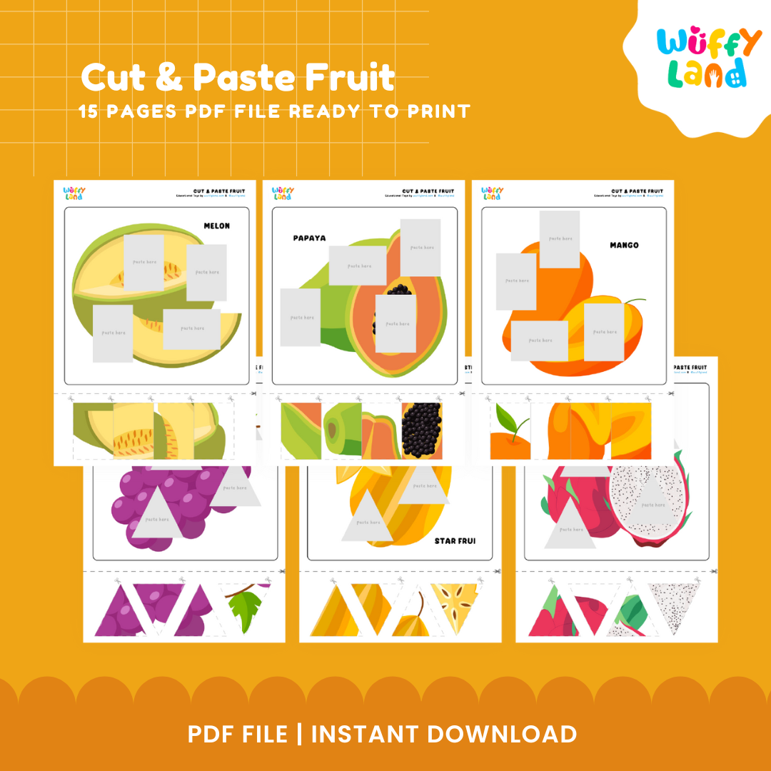 Cut and Paste Fruits – Scissor Skills Activity for Kids – wuffyplayandlearn