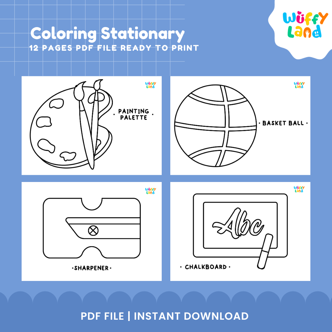 Stationery Coloring Pages – Printable School Supplies Theme ...