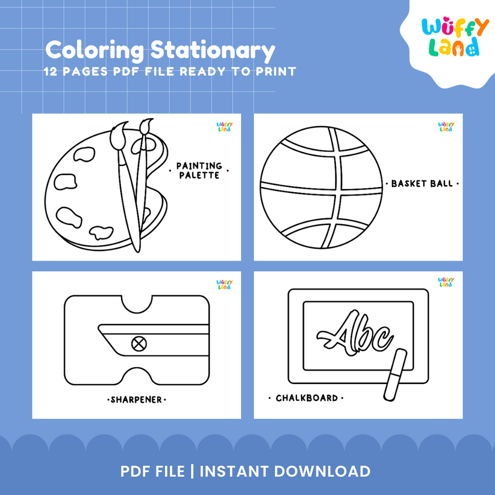 Stationery Coloring Pages – Printable School Supplies Theme ...