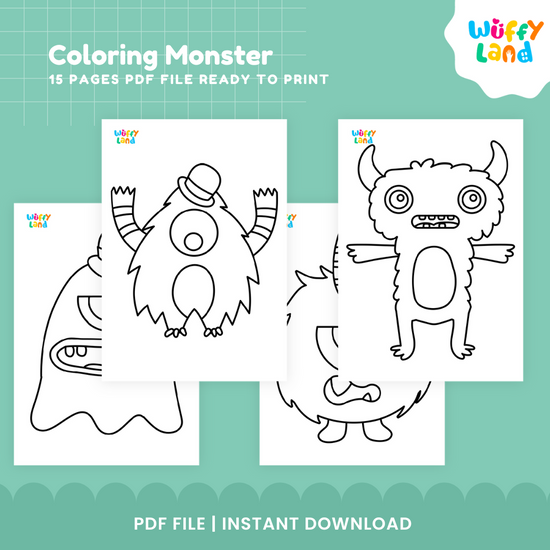 Monster Coloring Pages – Spooky Cute Creatures to Color – wuffyplayandlearn