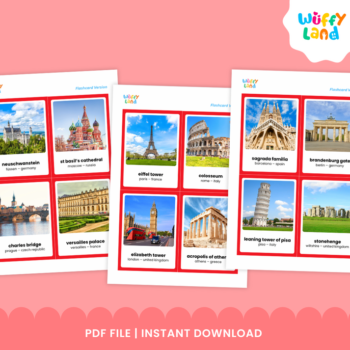 Europe Landmarks 3 Part Cards - Montessori Geography Printable ...
