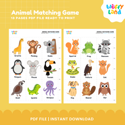 Animal Matching Game – Learn Animal Names & Shadows – wuffyplayandlearn