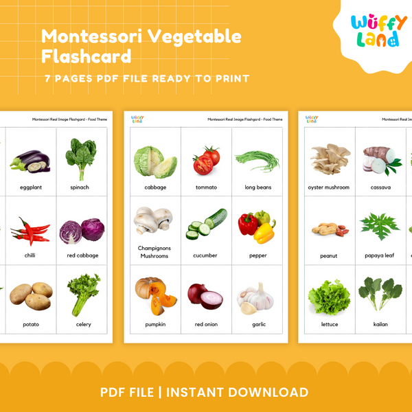 Montessori Vegetable Flashcards – Realistic Cards – wuffyplayandlearn