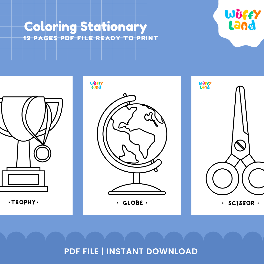 Stationery Coloring Pages – Printable School Supplies Theme ...