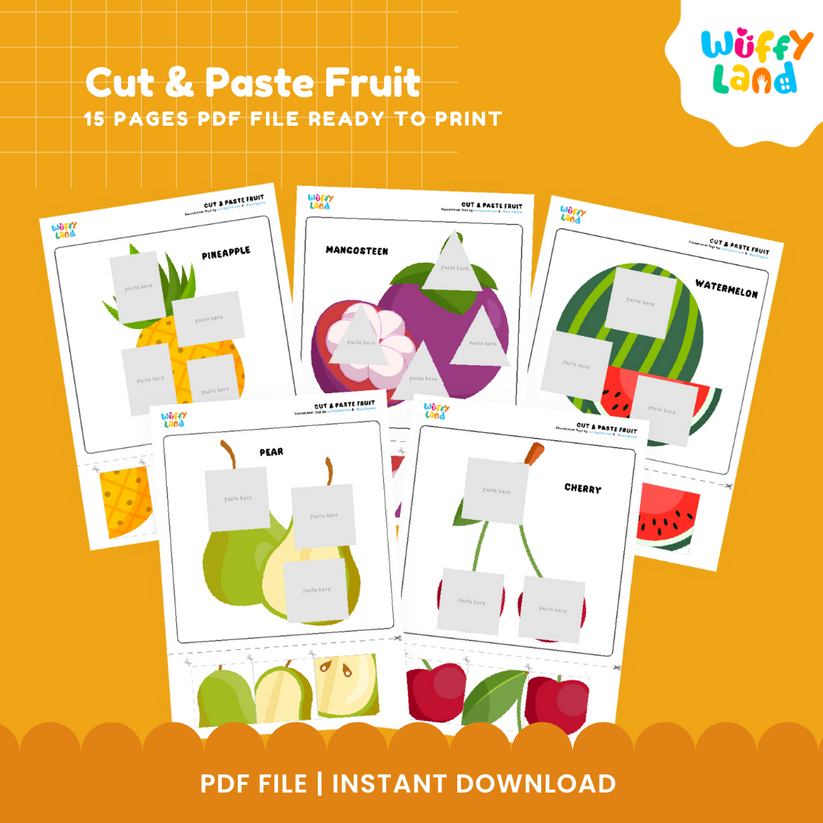 Cut and Paste Fruits – Scissor Skills Activity for Kids – wuffyplayandlearn