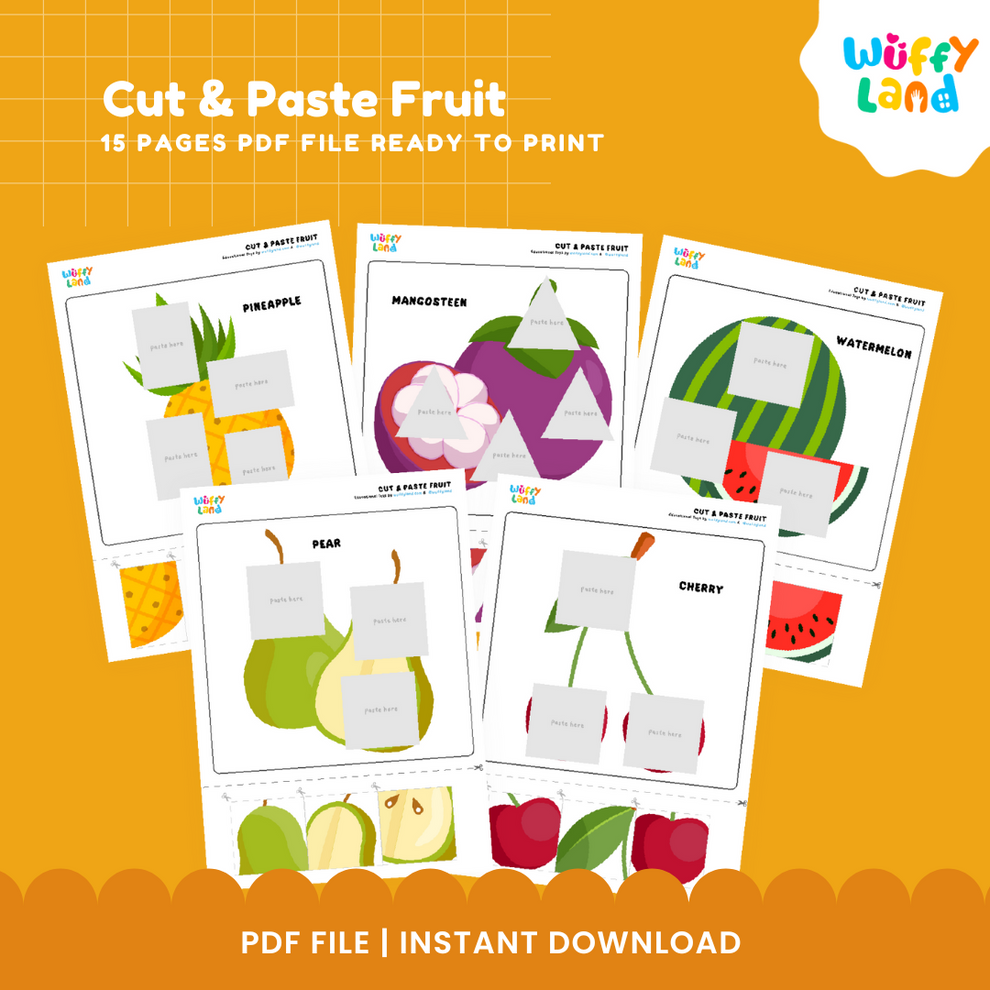 Cut and Paste Fruits – Scissor Skills Activity for Kids – wuffyplayandlearn