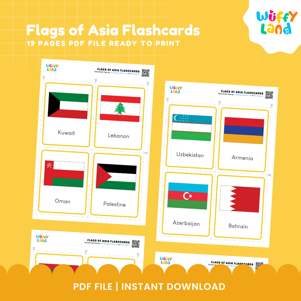 Flags of Asia Flashcards – 47 Printable Cards for Geography Learning ...