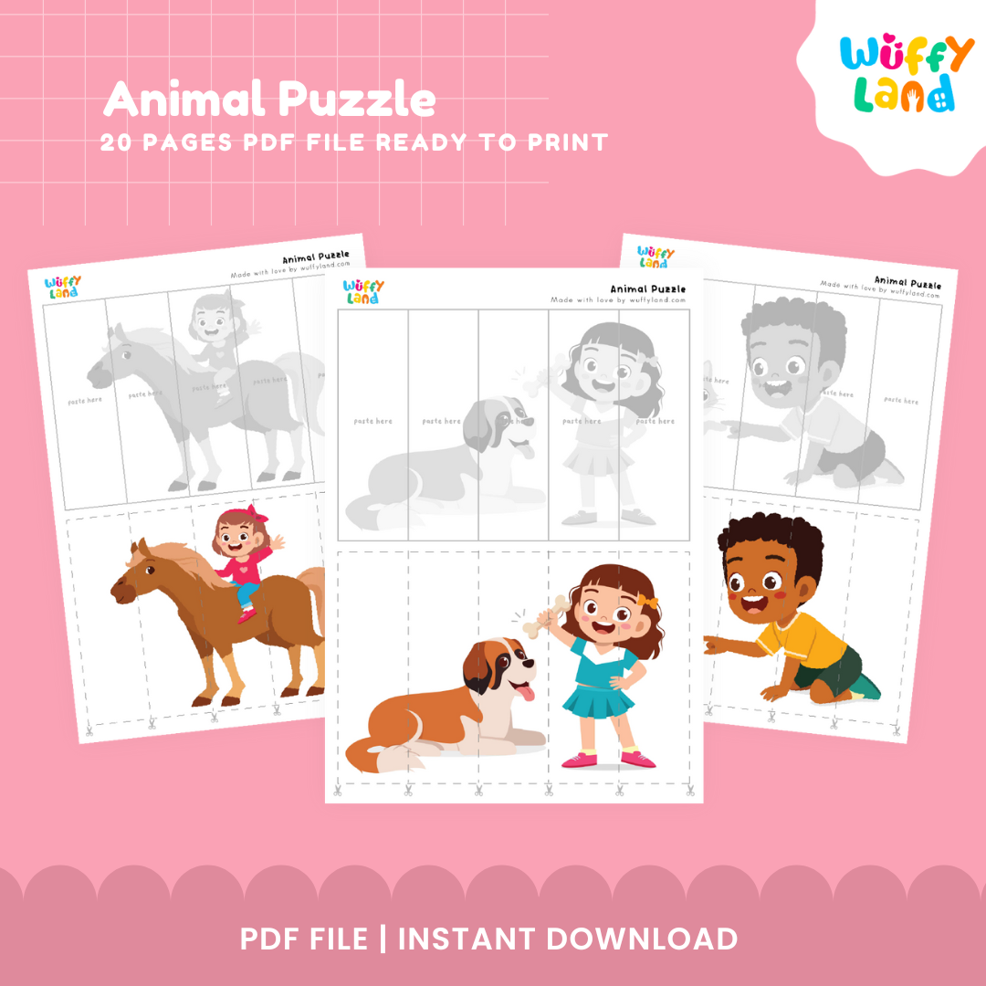 Animal Puzzle Sheets – Cut & Paste Activity for Kids – wuffyplayandlearn