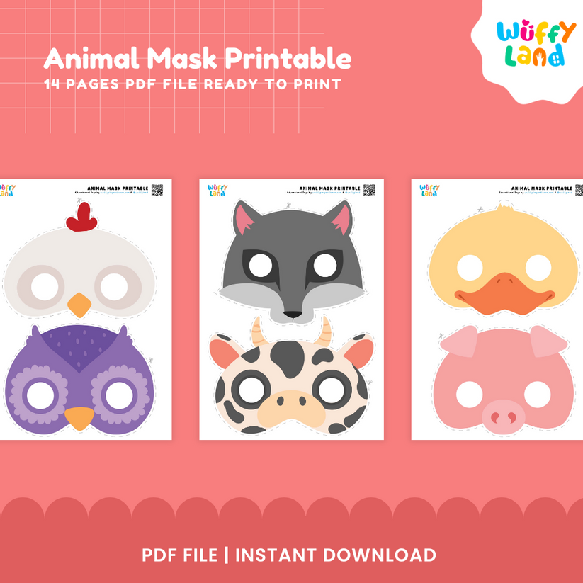Animal Face Masks – Printable Party Masks for Kids – wuffyplayandlearn