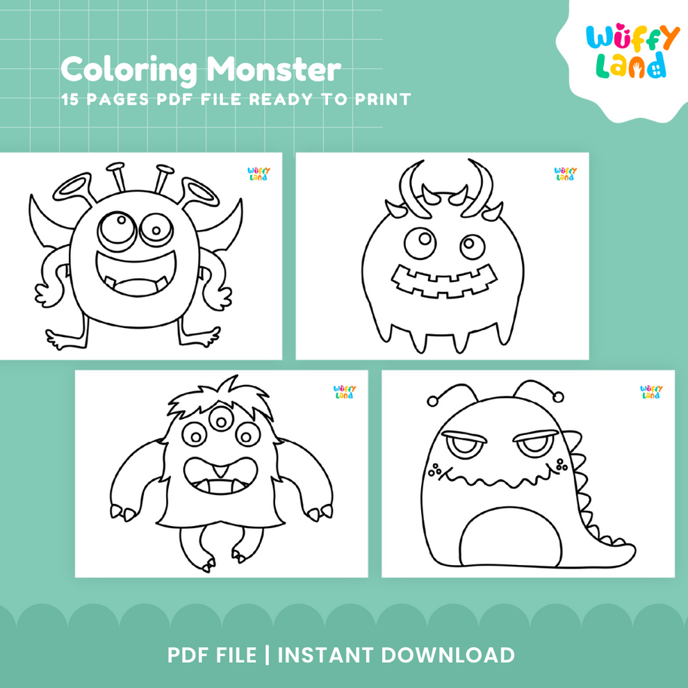 Monster Coloring Pages – Spooky Cute Creatures to Color – wuffyplayandlearn