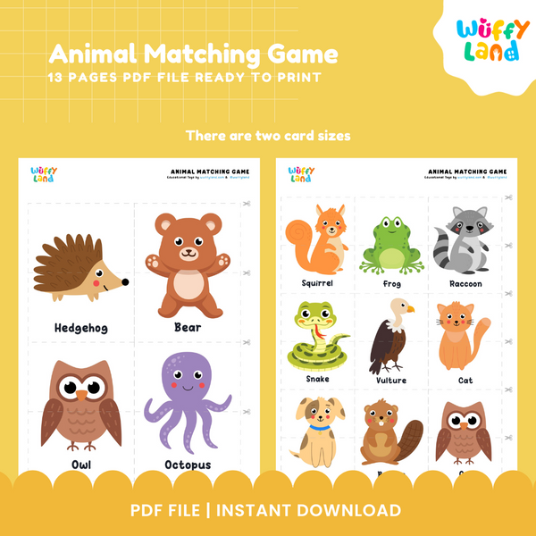 Animal Matching Game – Learn Animal Names & Shadows – wuffyplayandlearn