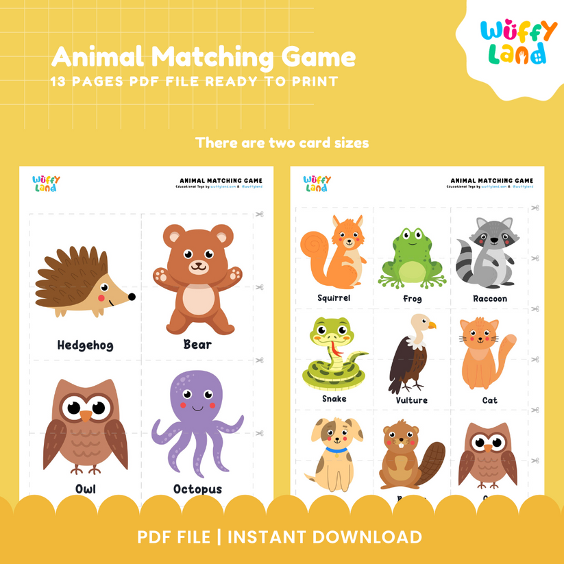 Animal Matching Game – Learn Animal Names & Shadows – wuffyplayandlearn