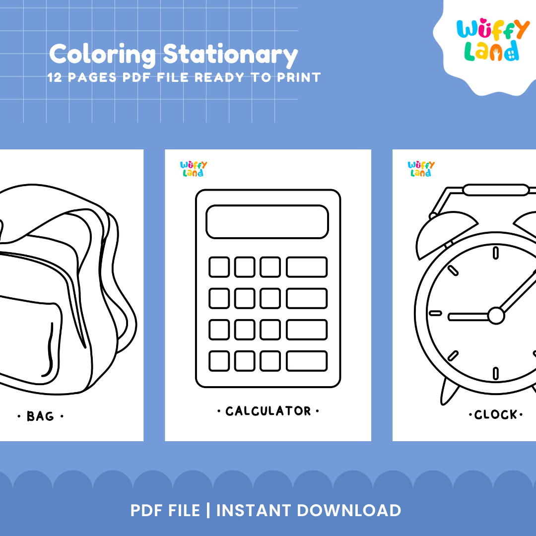 Stationery Coloring Pages – Printable School Supplies Theme ...