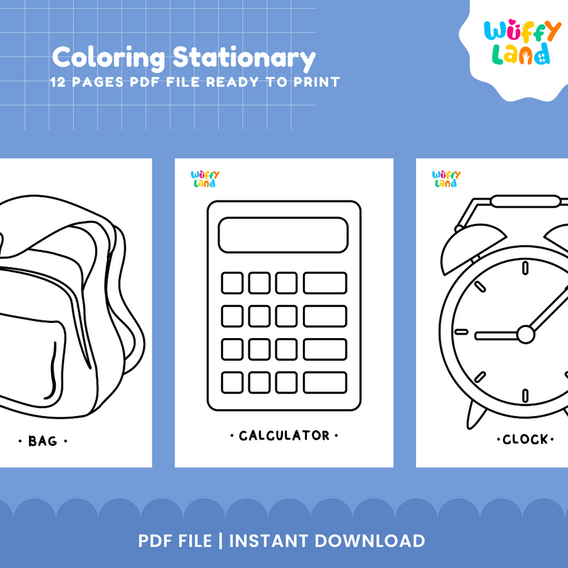 Stationery Coloring Pages – Printable School Supplies Theme ...