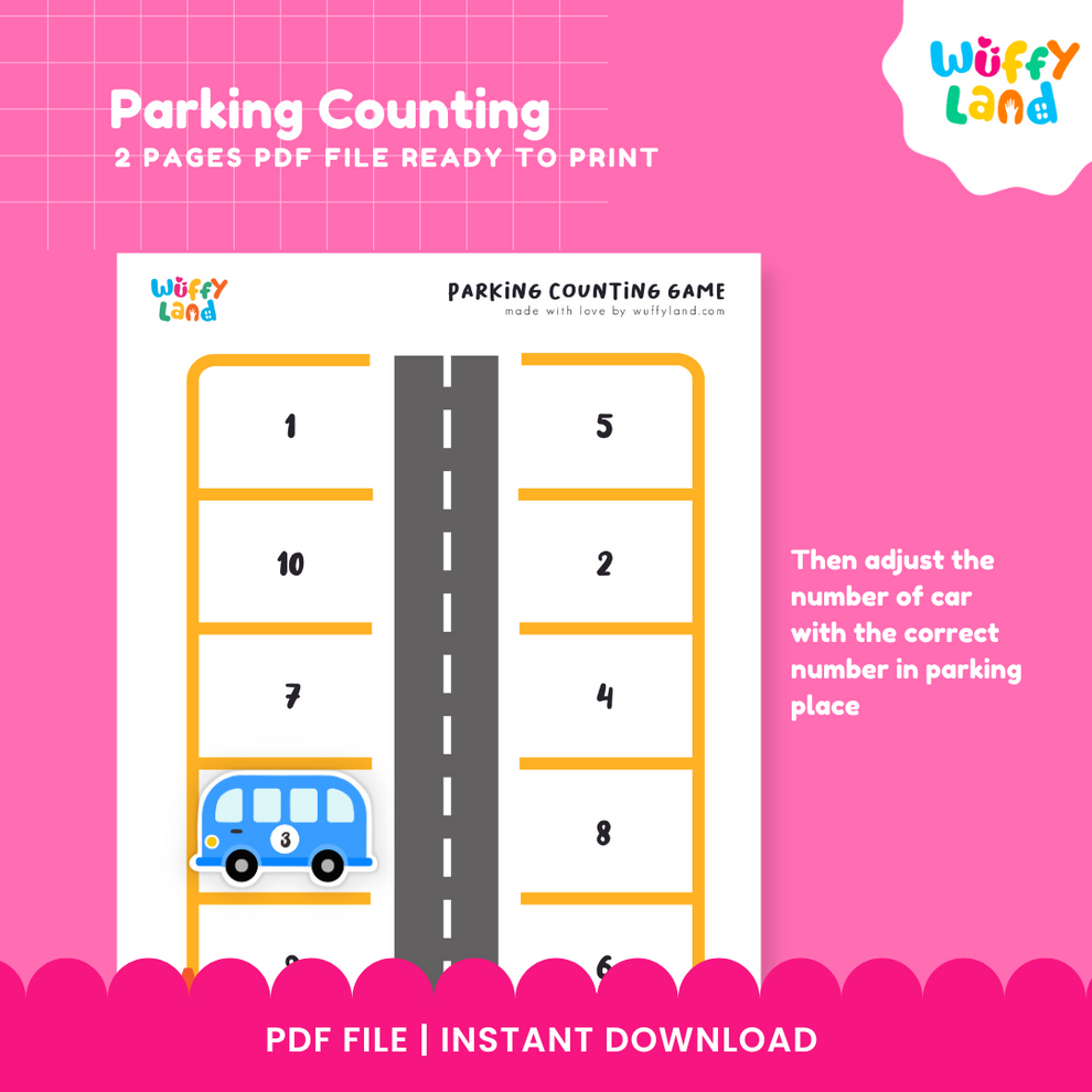 Parking Lot Counting – Number Match Printable Activity – wuffyplayandlearn