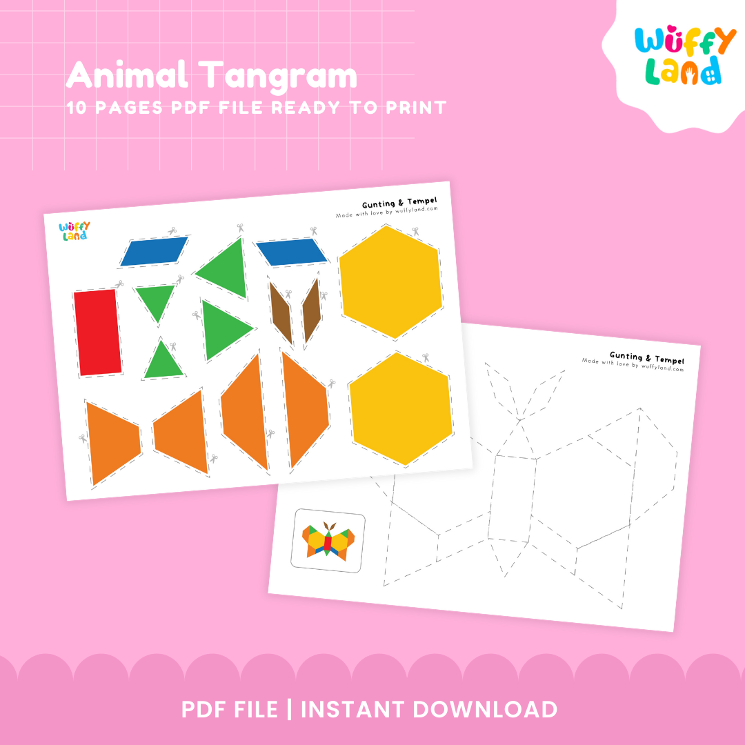 Animal Tangram Puzzle – Shape Building Printable – wuffyplayandlearn
