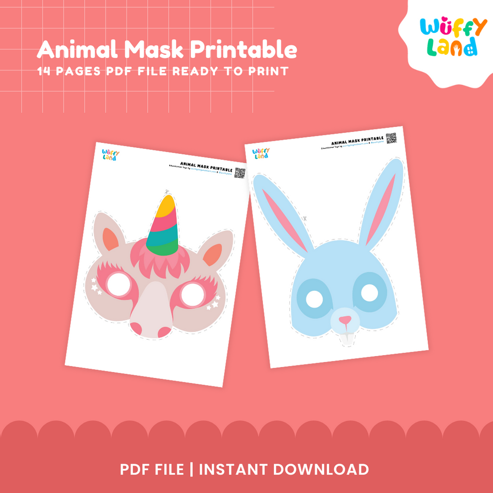 Animal Face Masks – Printable Party Masks for Kids – wuffyplayandlearn