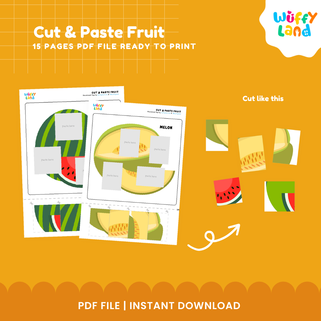 Cut and Paste Fruits – Scissor Skills Activity for Kids – wuffyplayandlearn