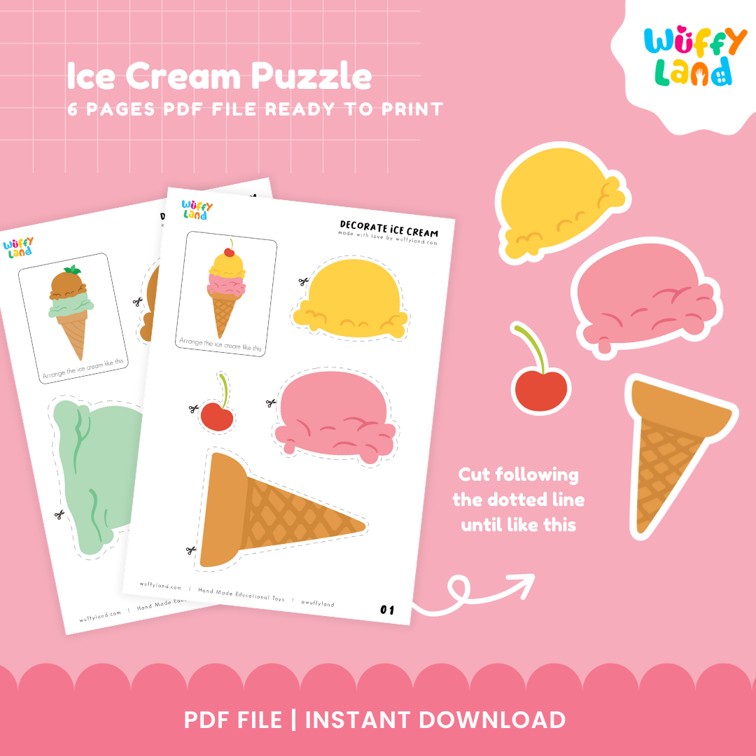 Ice Cream Puzzle Printable – Fun Matching Game for Kids – wuffyplayandlearn