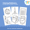 Stationery Coloring Pages – Printable School Supplies Theme ...