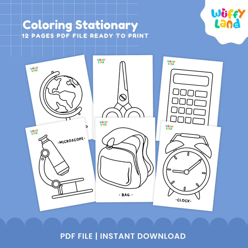 Stationery Coloring Pages – Printable School Supplies Theme ...
