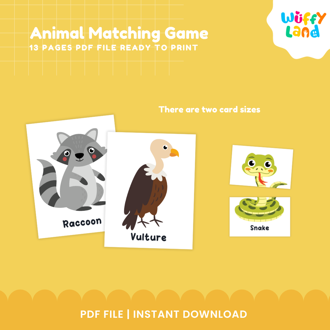 Animal Matching Game – Learn Animal Names & Shadows – wuffyplayandlearn