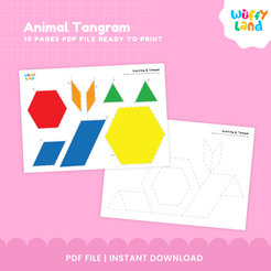 Animal Tangram Puzzle – Shape Building Printable – wuffyplayandlearn