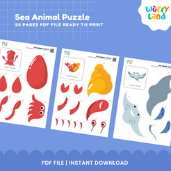 Sea Animal Puzzle – Ocean Theme Cut and Paste Activity – wuffyplayandlearn