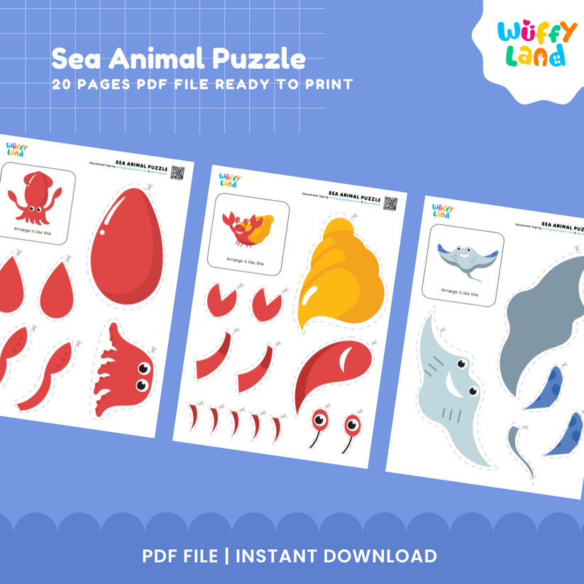 Sea Animal Puzzle – Ocean Theme Cut and Paste Activity – wuffyplayandlearn