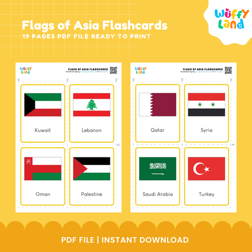 Flags of Asia Flashcards – 47 Printable Cards for Geography Learning ...