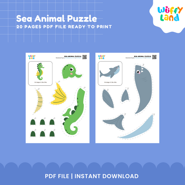 Sea Animal Puzzle – Ocean Theme Cut and Paste Activity – wuffyplayandlearn